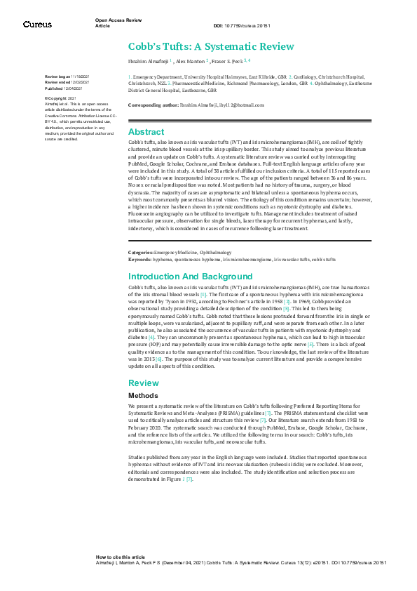 (PDF) Cobb’s Tufts: A Systematic Review
