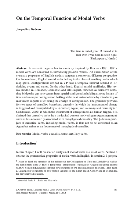 (PDF) On the Temporal Function of Modal Verbs