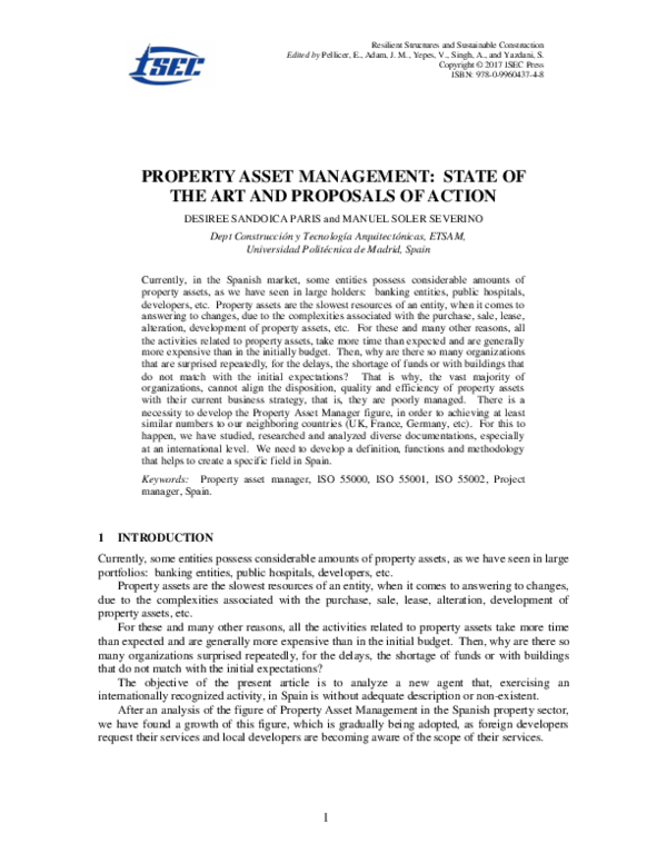 (PDF) Property Asset Management: State of the Art and Proposals of Action