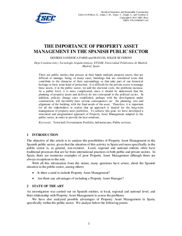 (PDF) The Importance of Property Asset Management in the Spanish Public ...
