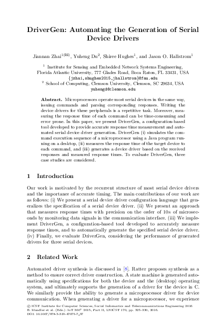 (PDF) DriverGen: Automating the Generation of Serial Device Drivers