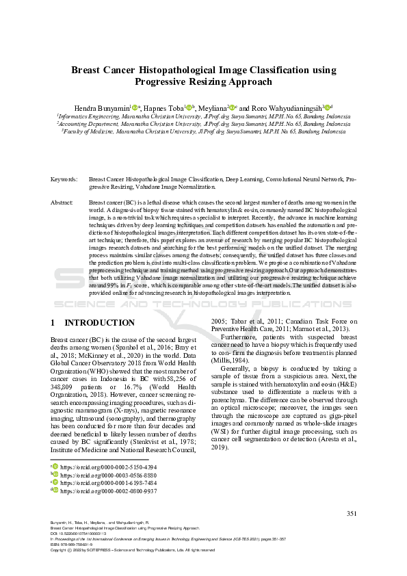 (PDF) Breast Cancer Histopathological Image Classification using Progressive Resizing Approach