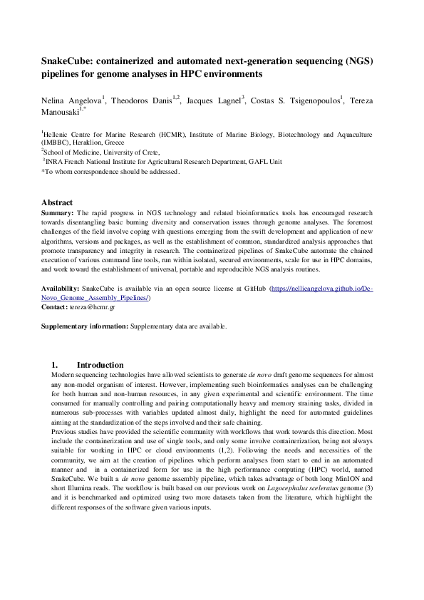 (PDF) SnakeCube: containerized and automated next-generation sequencing ...
