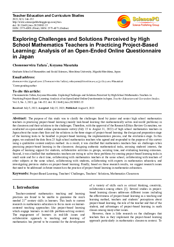 (PDF) Exploring Challenges and Solutions Perceived by High School ...