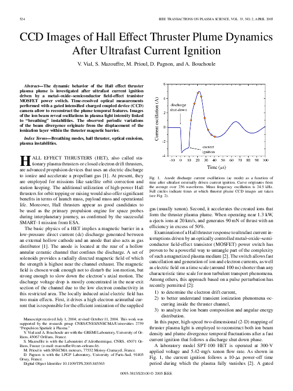 (PDF) CCD images of Hall effect thruster plume dynamics after ultrafast ...