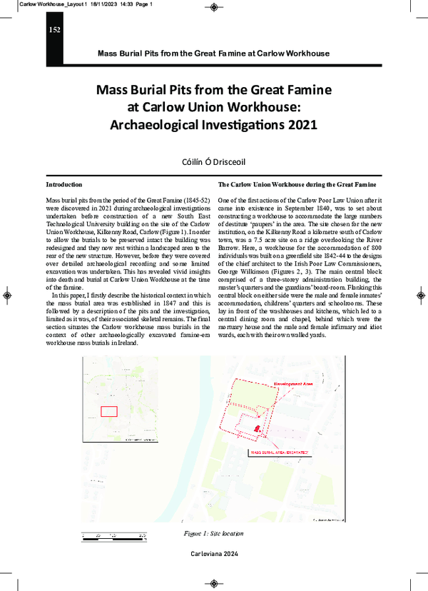 (PDF) Mass Burial Pits from the Great Famine at Carlow Union Workhouse ...