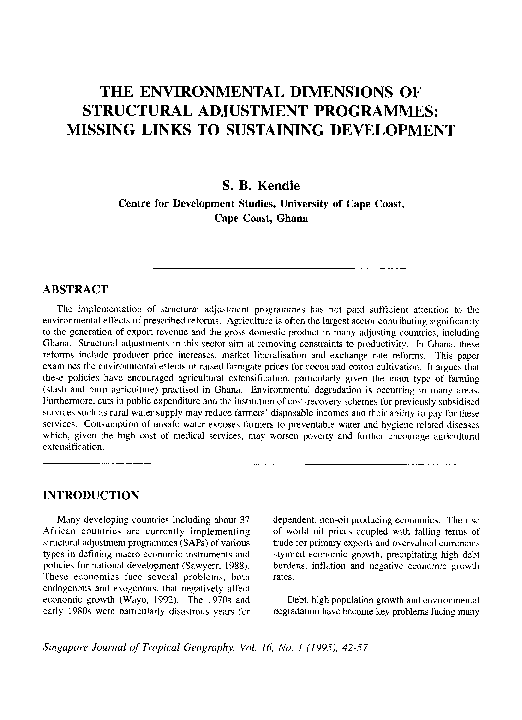 (PDF) The Environmental Dimensions of Structural Adjustment Programmes ...