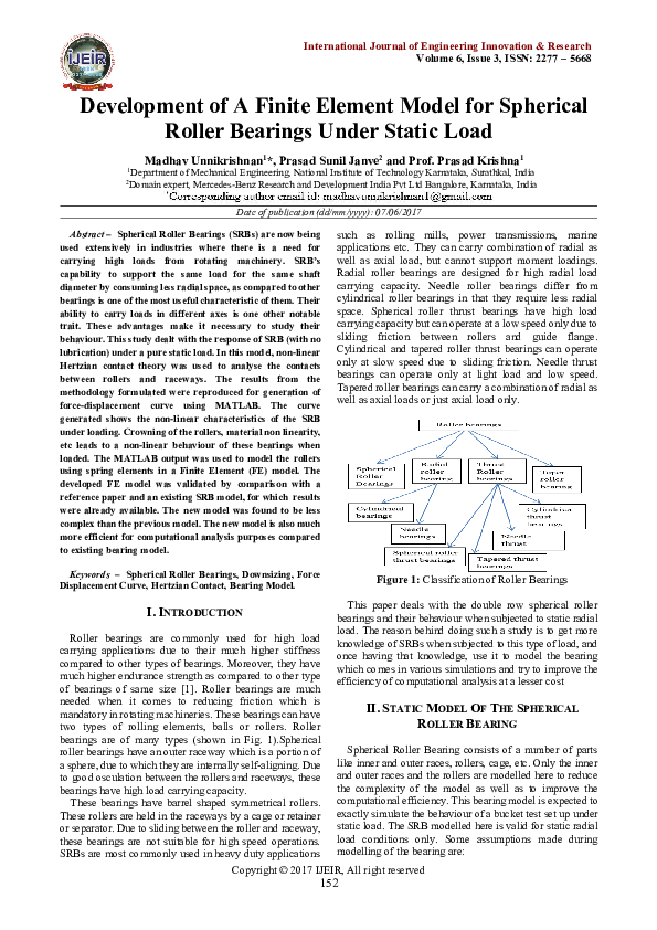 (PDF) Development of A Finite Element Model for Spherical Roller ...