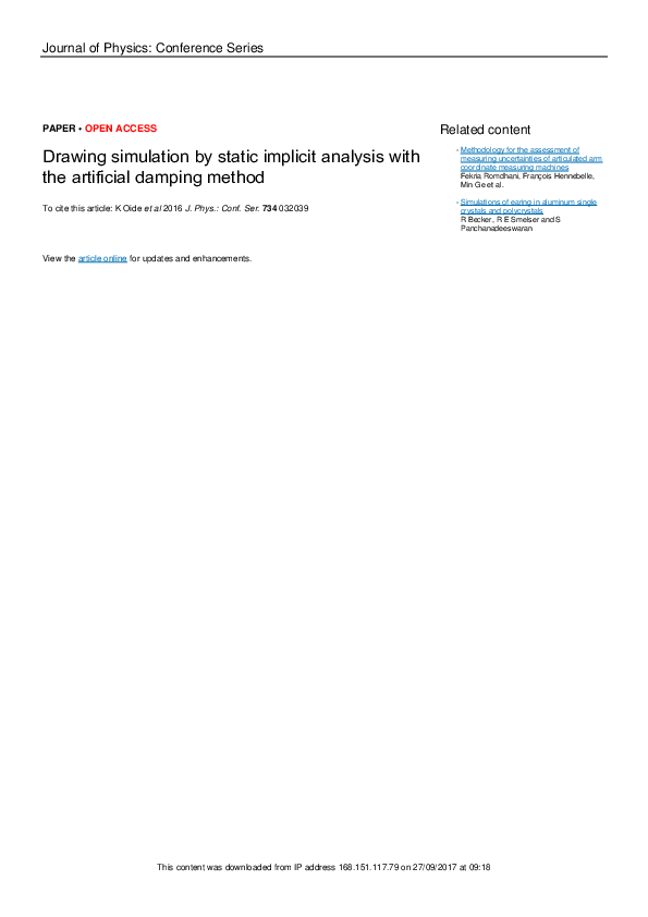 (PDF) Drawing simulation by static implicit analysis with the artificial damping method