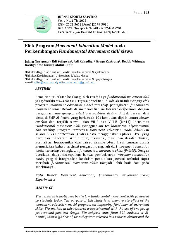 (PDF) Efek Program Movement Education Model pada Perkembangan ...