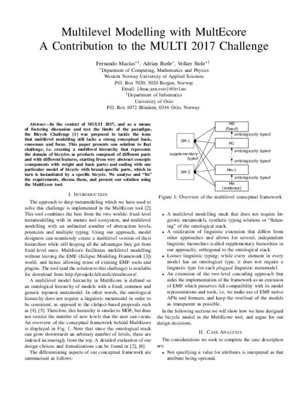 (PDF) Multilevel Modelling with MultEcore: A Contribution to the MULTI Process Challenge