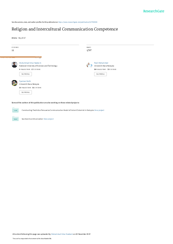 (PDF) Religion and Intercultural Communication Competence