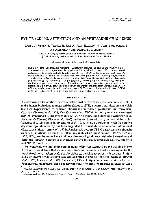 (PDF) Eye-tracking, attention and amphetamine challenge | Jean Hamilton - Academia.edu