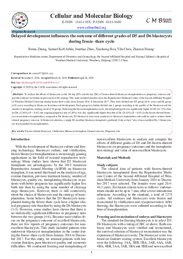 Delayed development influences the outcome of different grades of D5 ...