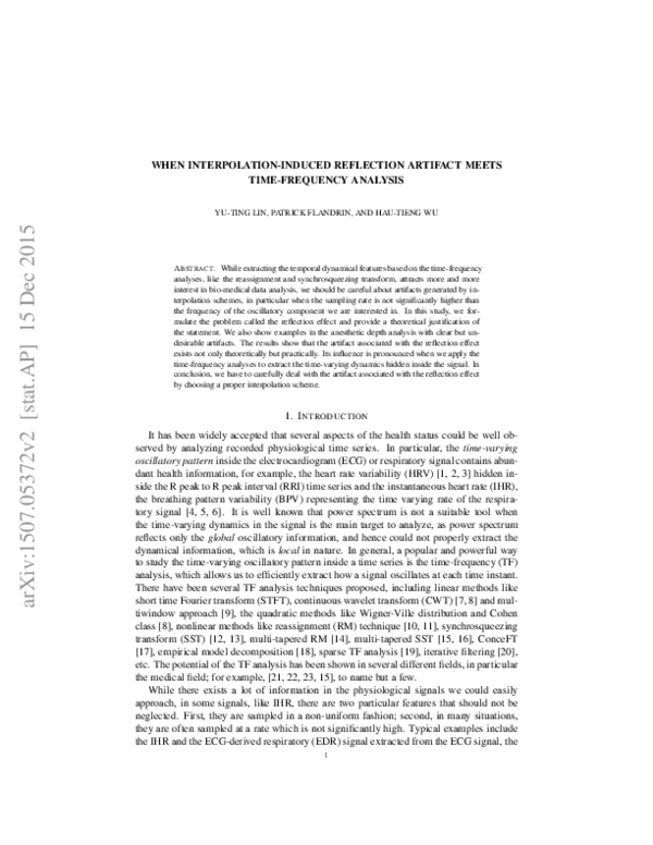 (PDF) When interpolation-induced reflection artifact meets time-frequency analysis