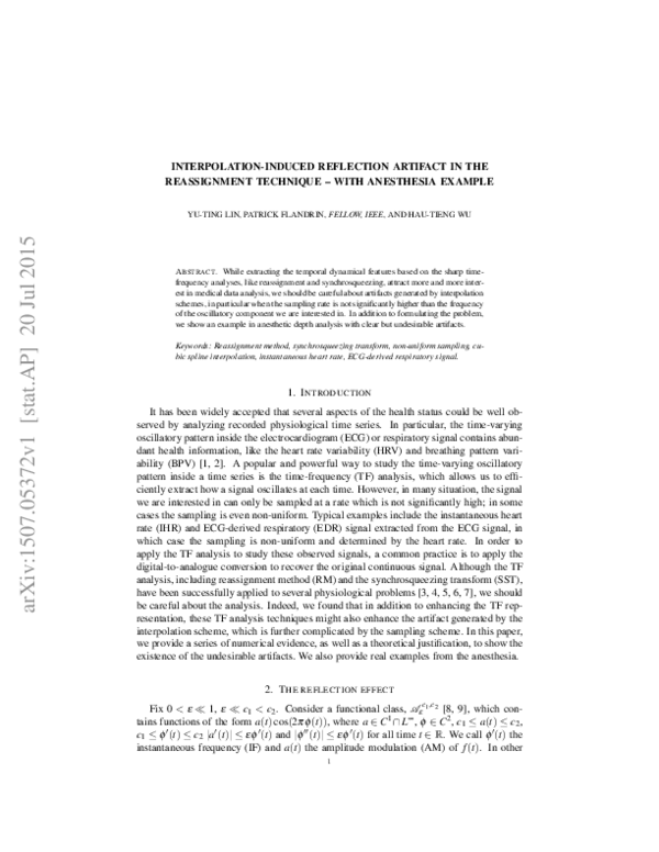 (PDF) Interpolation-induced reflection artifact in the reassignment technique -- with anesthesia ...