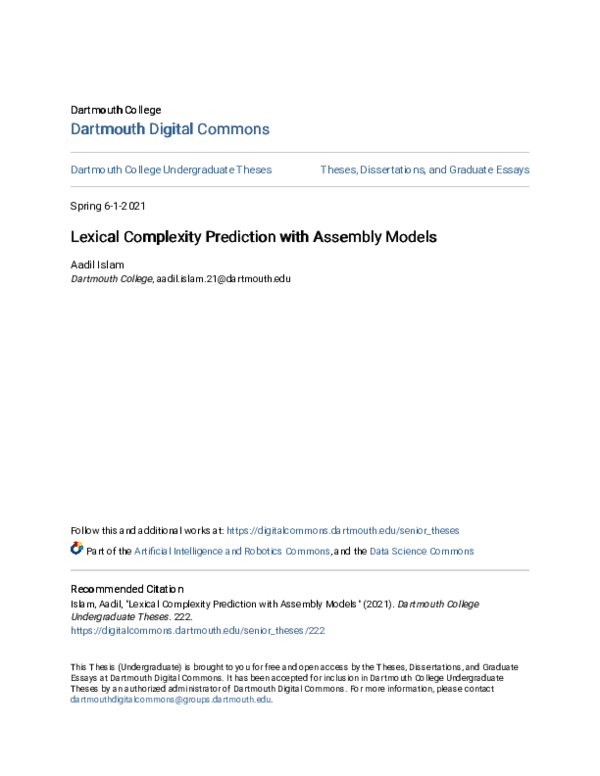 (PDF) Lexical Complexity Prediction with Assembly Models