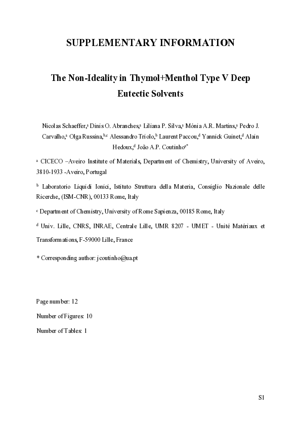 Pdf Non Ideality In Thymol Menthol Type V Deep Eutectic Solvents 4642