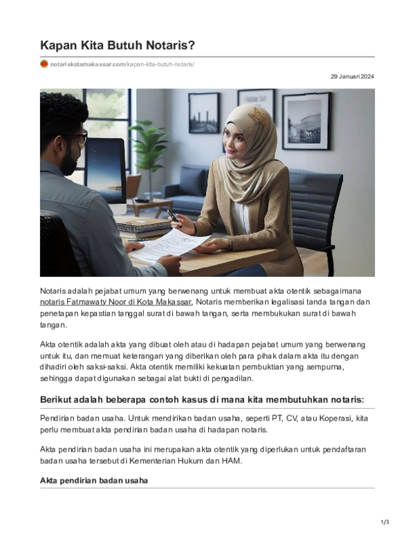 (PDF) Kapan Kita Butuh Notaris?