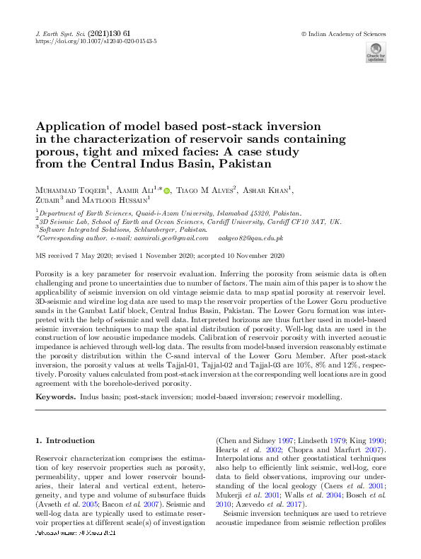 (PDF) Application of model based post-stack inversion in the ...