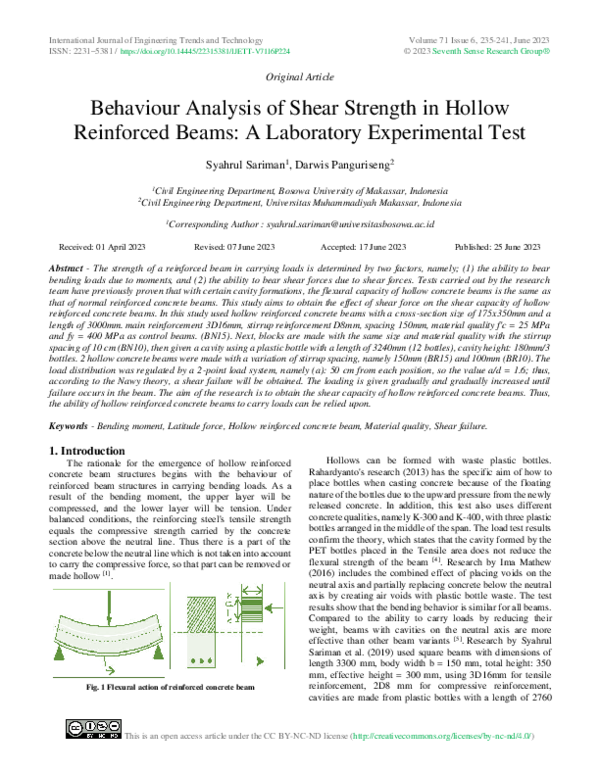 (PDF) Behaviour Analysis of Shear Strength in Hollow Reinforced Beams ...