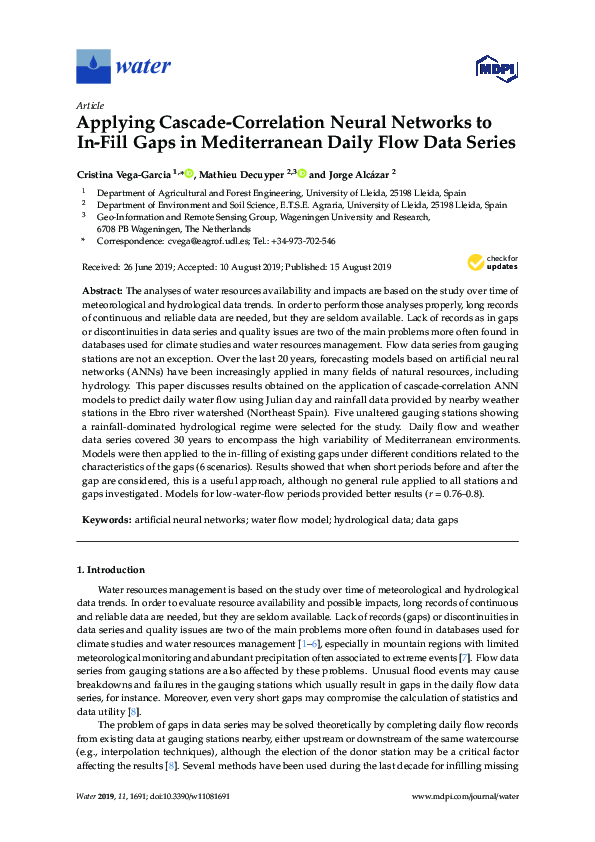 (PDF) Applying Cascade-Correlation Neural Networks to In-Fill Gaps in Mediterranean Daily Flow ...