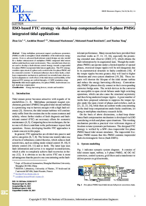 (PDF) ESO-based FTC strategy via dual-loop compensations for 5-phase PMSG integrated tidal ...