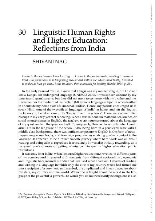 (PDF) Linguistic Human Rights and Higher Education : Reflections from India