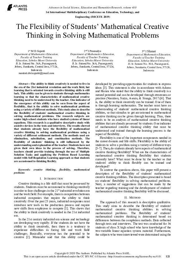 (PDF) The Flexibility of Students’ Mathematical Creative Thinking in ...