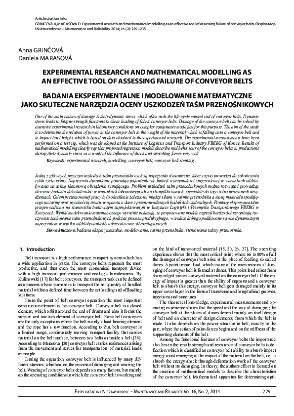 (PDF) Experimental research and mathematical modelling as an effective tool of assessing failure ...