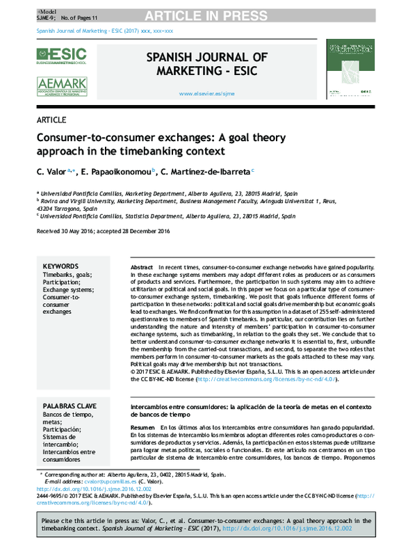 (PDF) Consumer-to-consumer exchanges: A goal theory approach in the ...