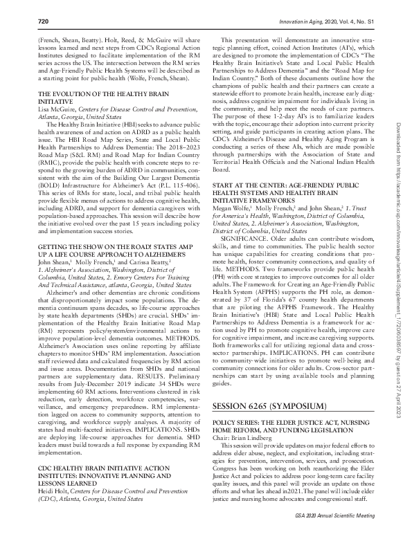 (PDF) The Evolution of the Healthy Brain Initiative