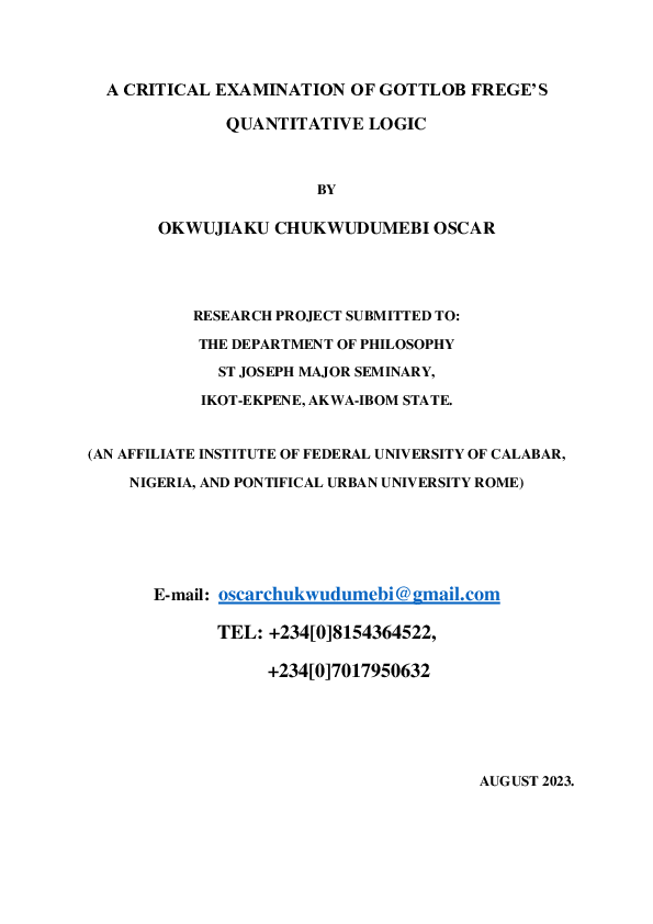 (PDF) Critical Analysis of Frege’s Quantitative Logic