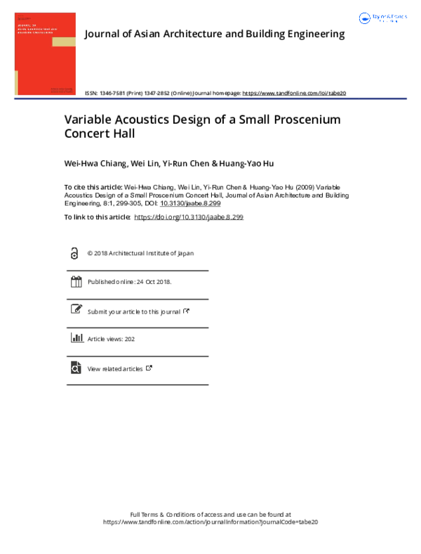 (PDF) Variable Acoustics Design of a Small Proscenium Concert Hall