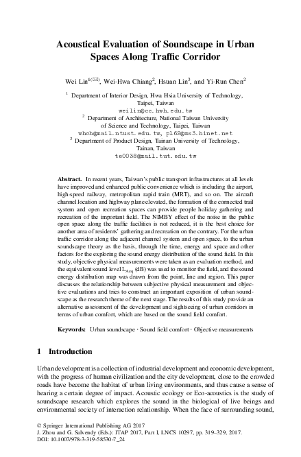 (PDF) Acoustical Evaluation of Soundscape in Urban Spaces Along Traffic Corridor