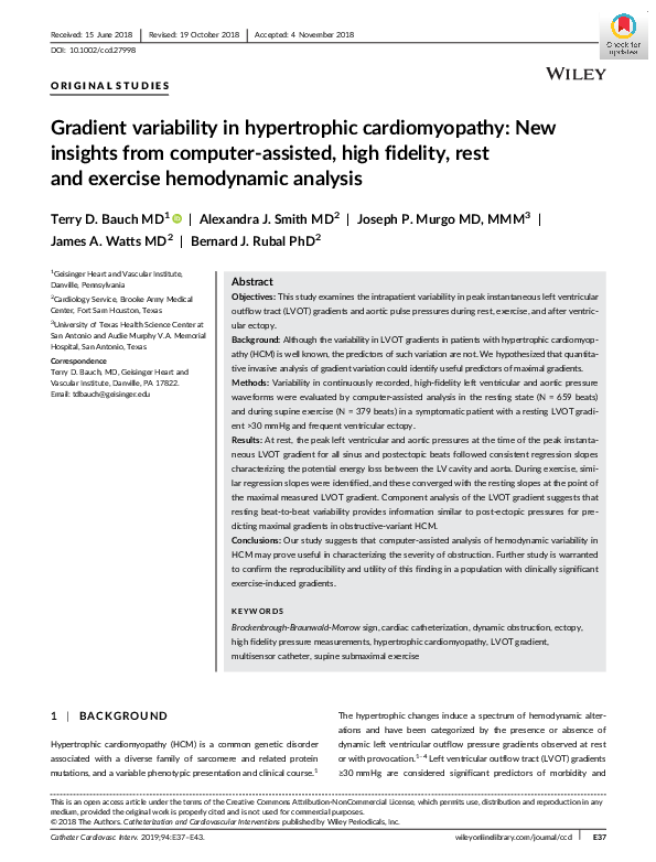 (PDF) Gradient variability in hypertrophic cardiomyopathy: New insights ...