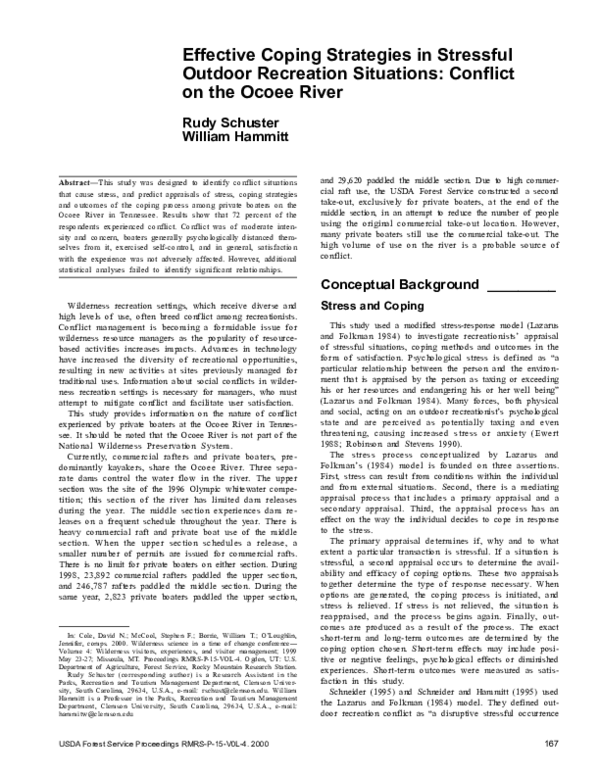 (PDF) Effective coping strategies in stressful outdoor recreation ... (PDF) Effective coping strategies in stressful outdoor recreation ...