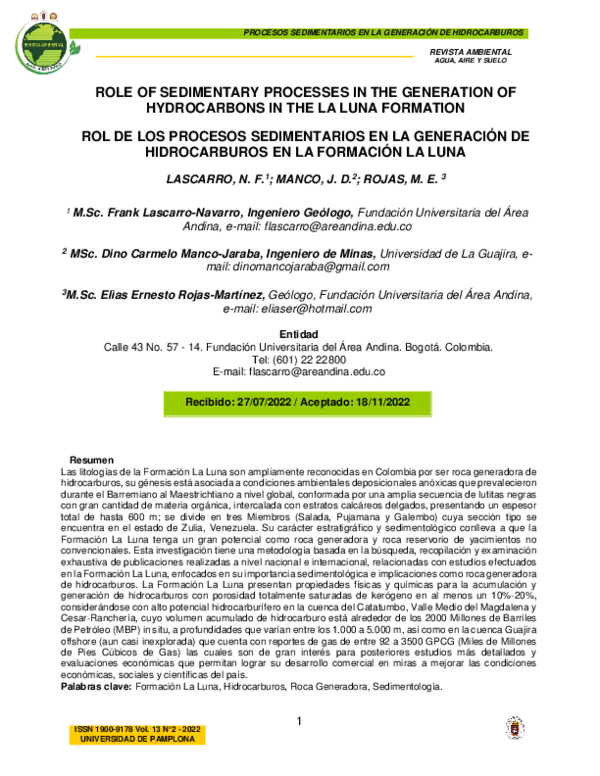 (PDF) ROLE OF SEDIMENTARY PROCESSES IN THE GENERATION OF HYDROCARBONS ...