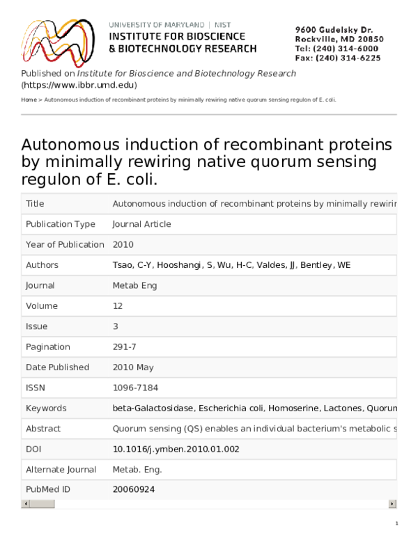 (PDF) Autonomous induction of recombinant proteins by minimally ...