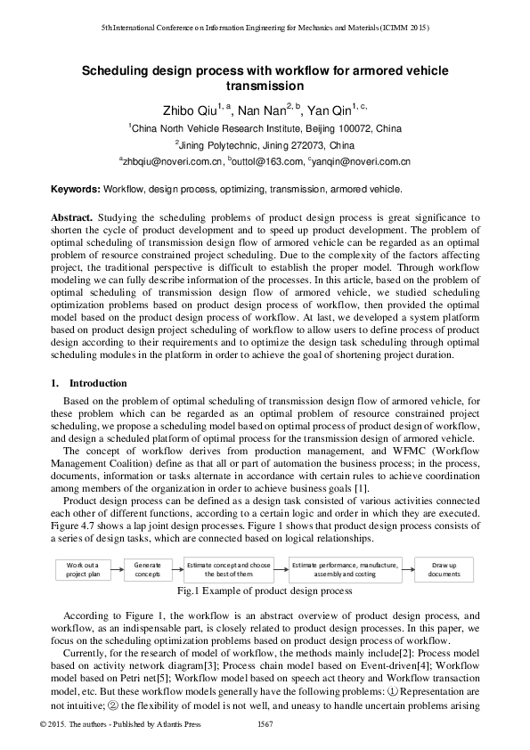 (PDF) Scheduling design process with workflow for armored vehicle ...
