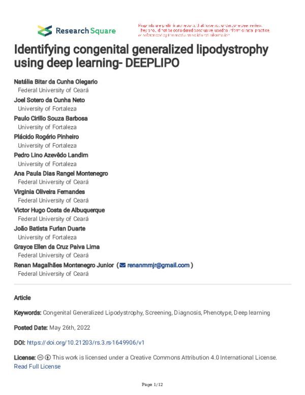 (PDF) Identifying congenital generalized lipodystrophy using deep ...