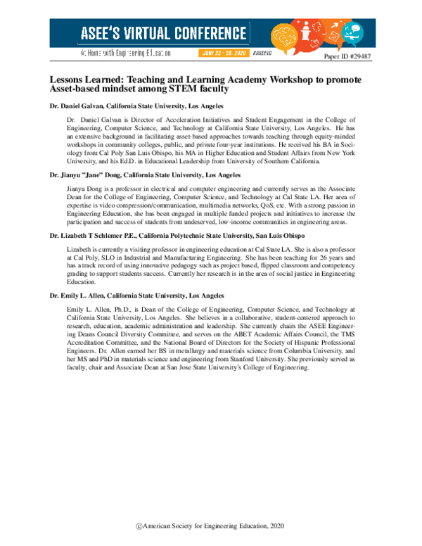 (PDF) Lessons Learned: Teaching and Learning Academy Workshop to ...