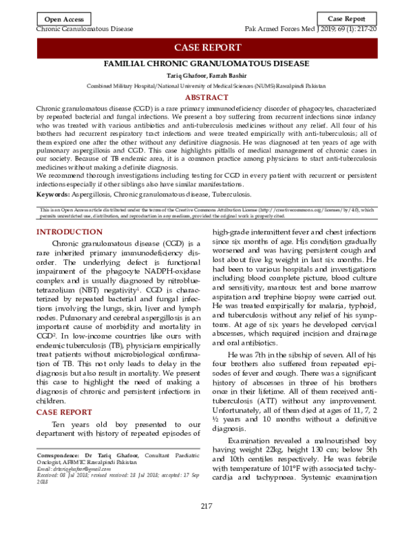 (PDF) Familial Chronic Granulomatous Disease