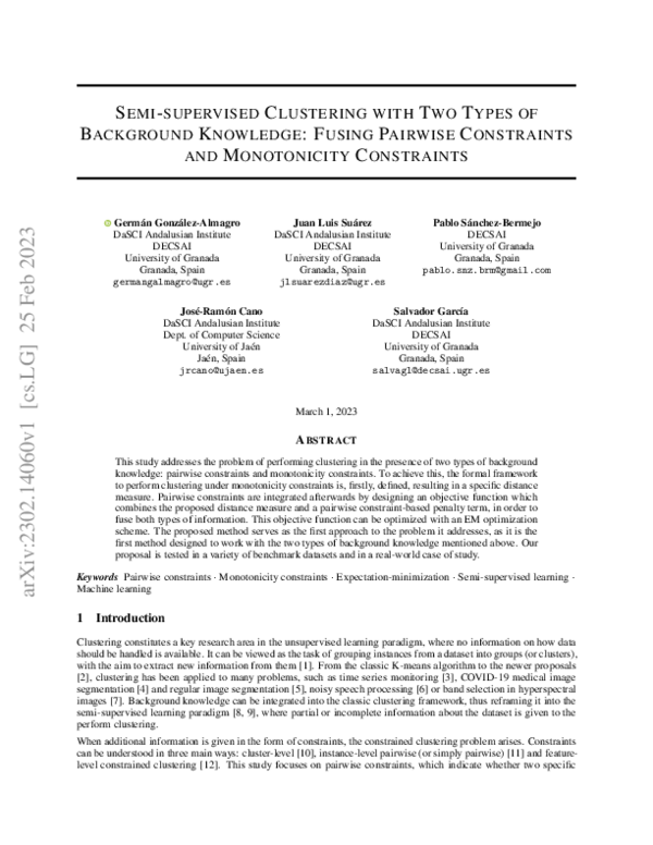 Pdf Semi Supervised Clustering With Two Types Of Background Knowledge Fusing Pairwise