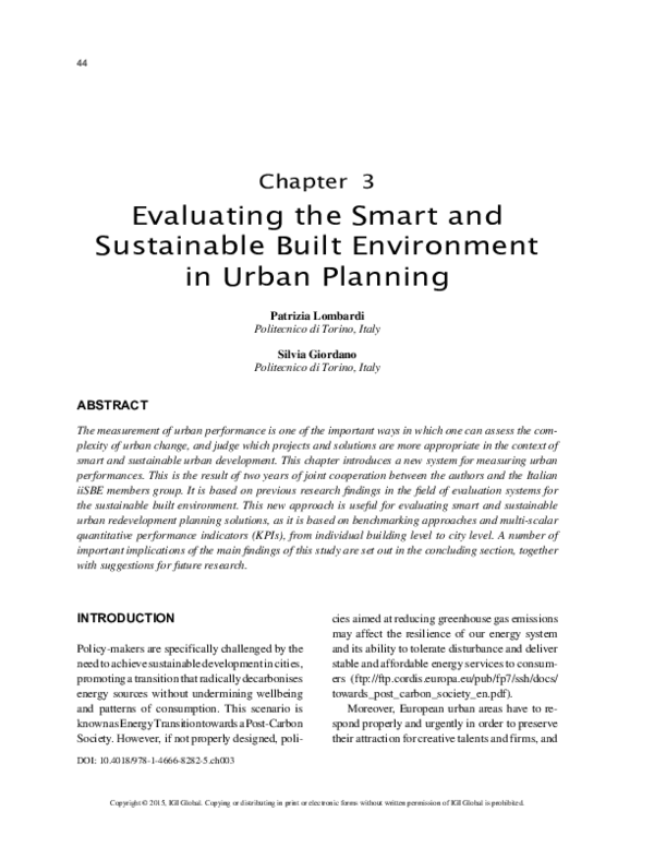 (PDF) Evaluating the Smart and Sustainable Built Environment in Urban ...