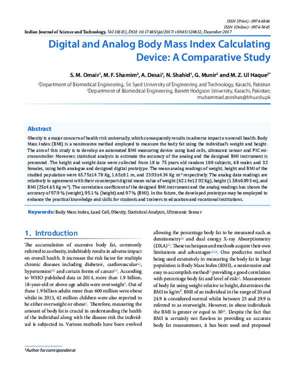 (PDF) Digital and Analog Body Mass Index Calculating Device: A ...