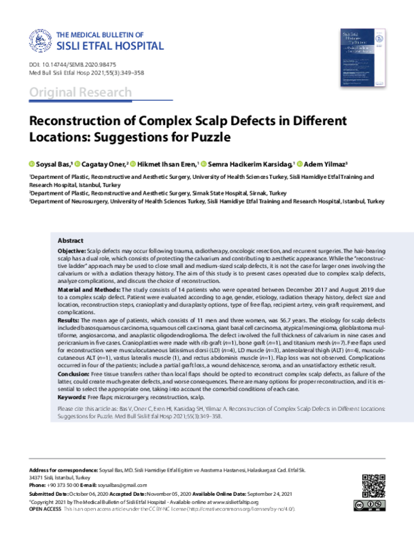 (PDF) Reconstruction of Complex Scalp Defects in Different Locations ...