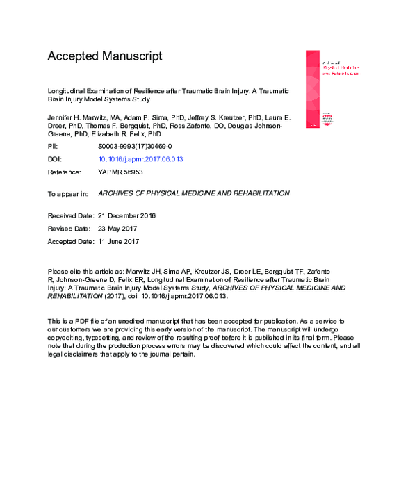 (PDF) Longitudinal Examination of Resilience After Traumatic Brain ...