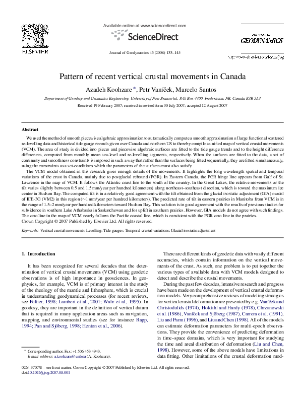 (PDF) Pattern of recent vertical crustal movements in Canada