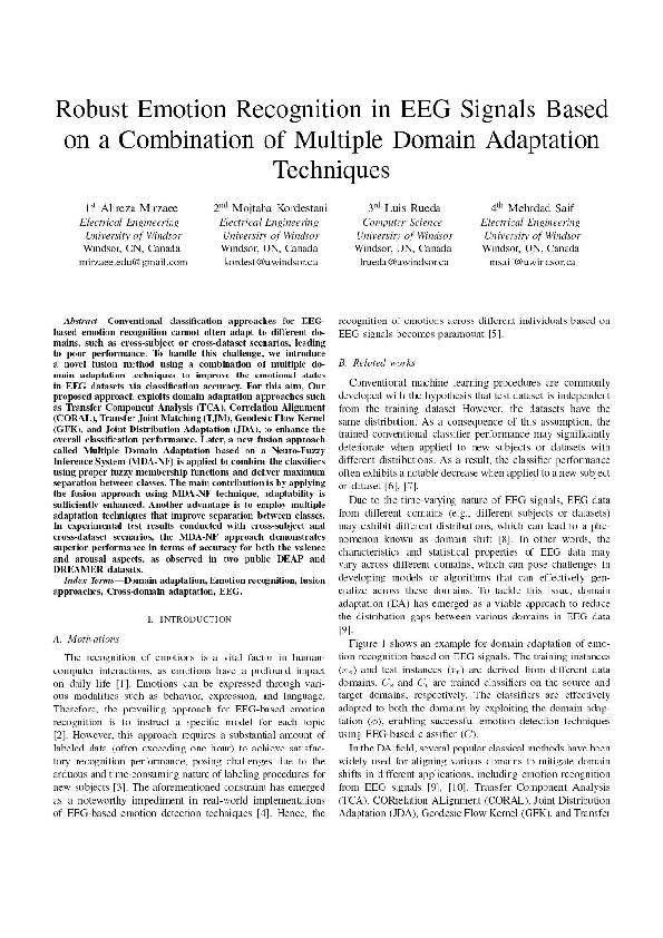 (PDF) Robust Emotion Recognition in EEG Signals Based on a Combination of Multiple Domain ...